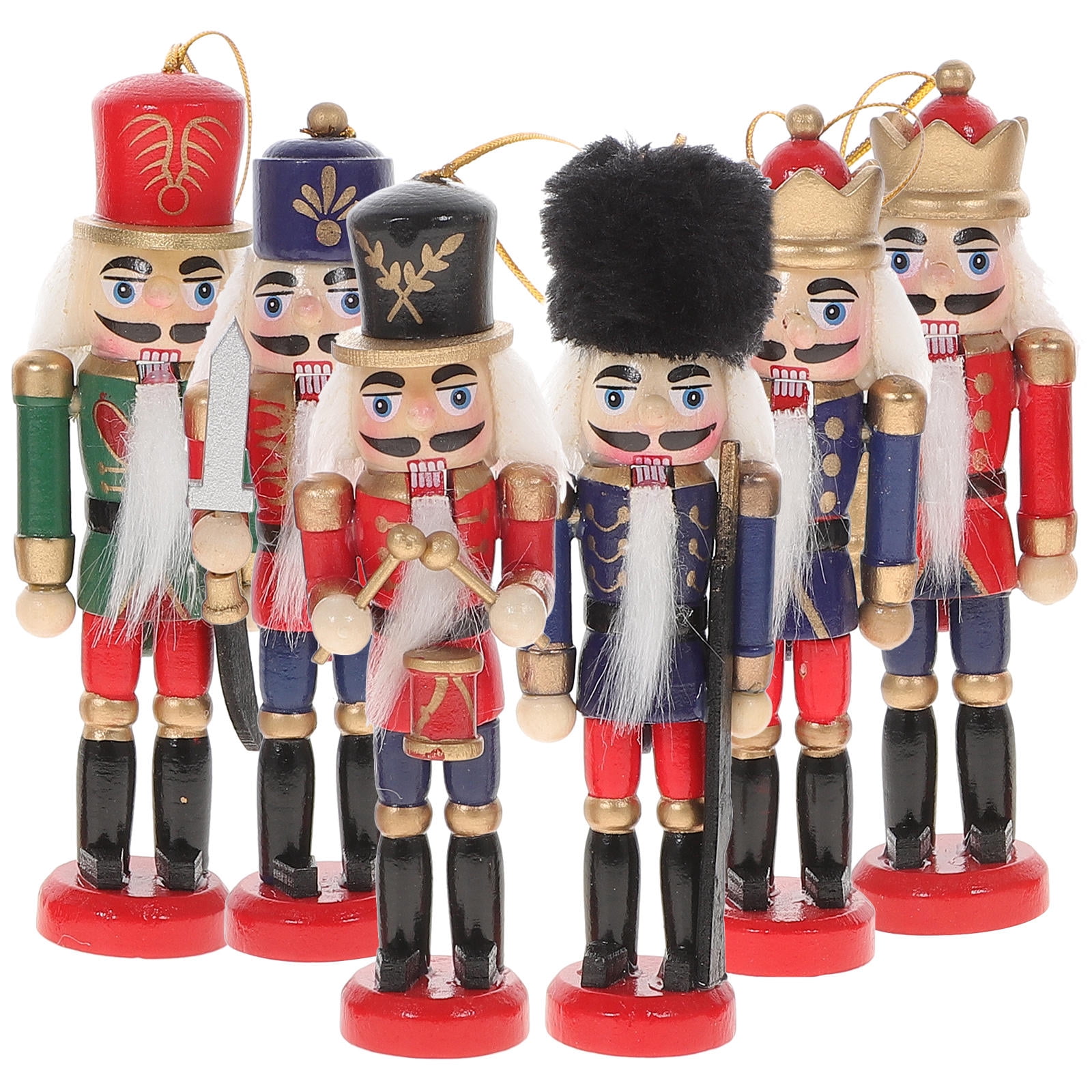 GOOHOCHY Hanging Nutcrackers Craft 6Pcs Wooden Soldier Shape in ...