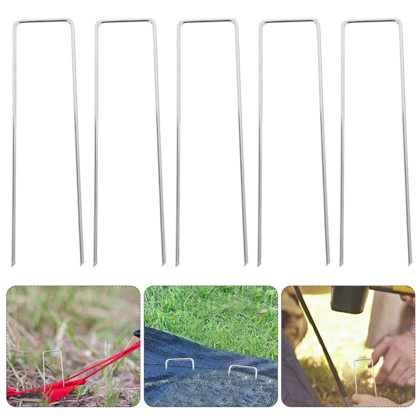 GOOHOCHY Heavy Duty Metal Garden Stakes Pegs for Landscape Fabric and ...
