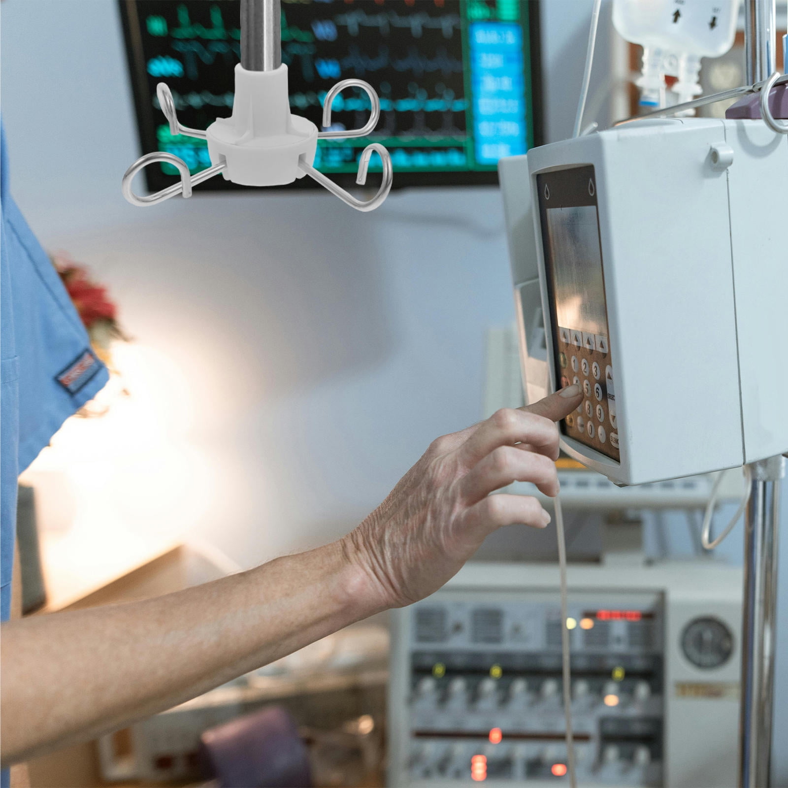 GOOHOCHY Heavy Duty Metal IV Pole Hook Vertical Drip Rack Hanger ...