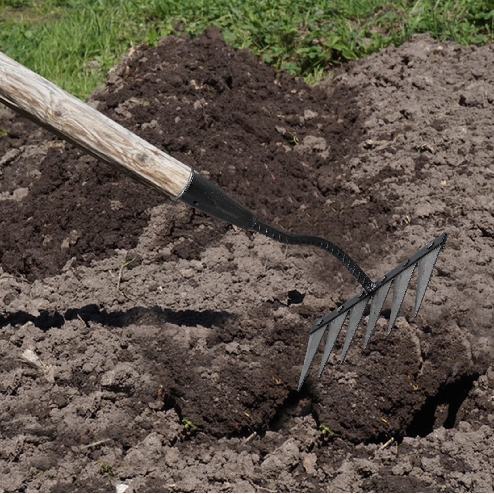GOOHOCHY Heavy Duty Steel Garden Rake For Gardening Weeding And Soil ...