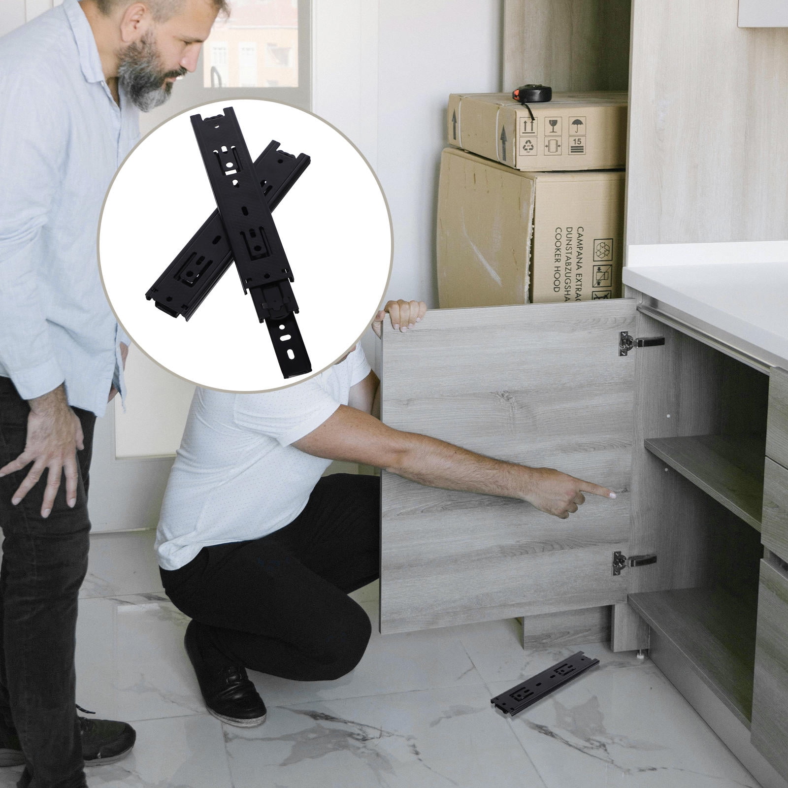 GOOHOCHY Heavy Duty Wardrobe Rail Silent Drawer Glide Metal Slide Rail ...