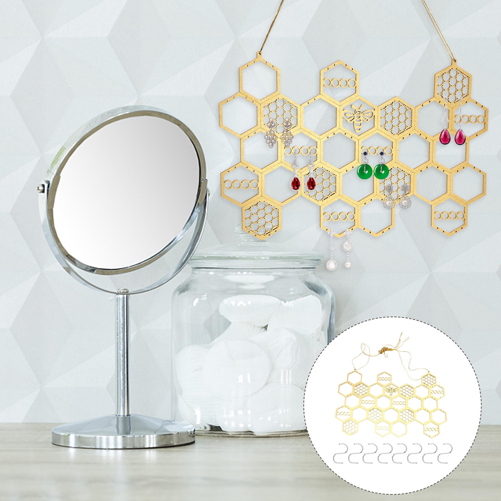 GOOHOCHY Honeycomb Display Stand Earring Organizer Golden - Walmart.com