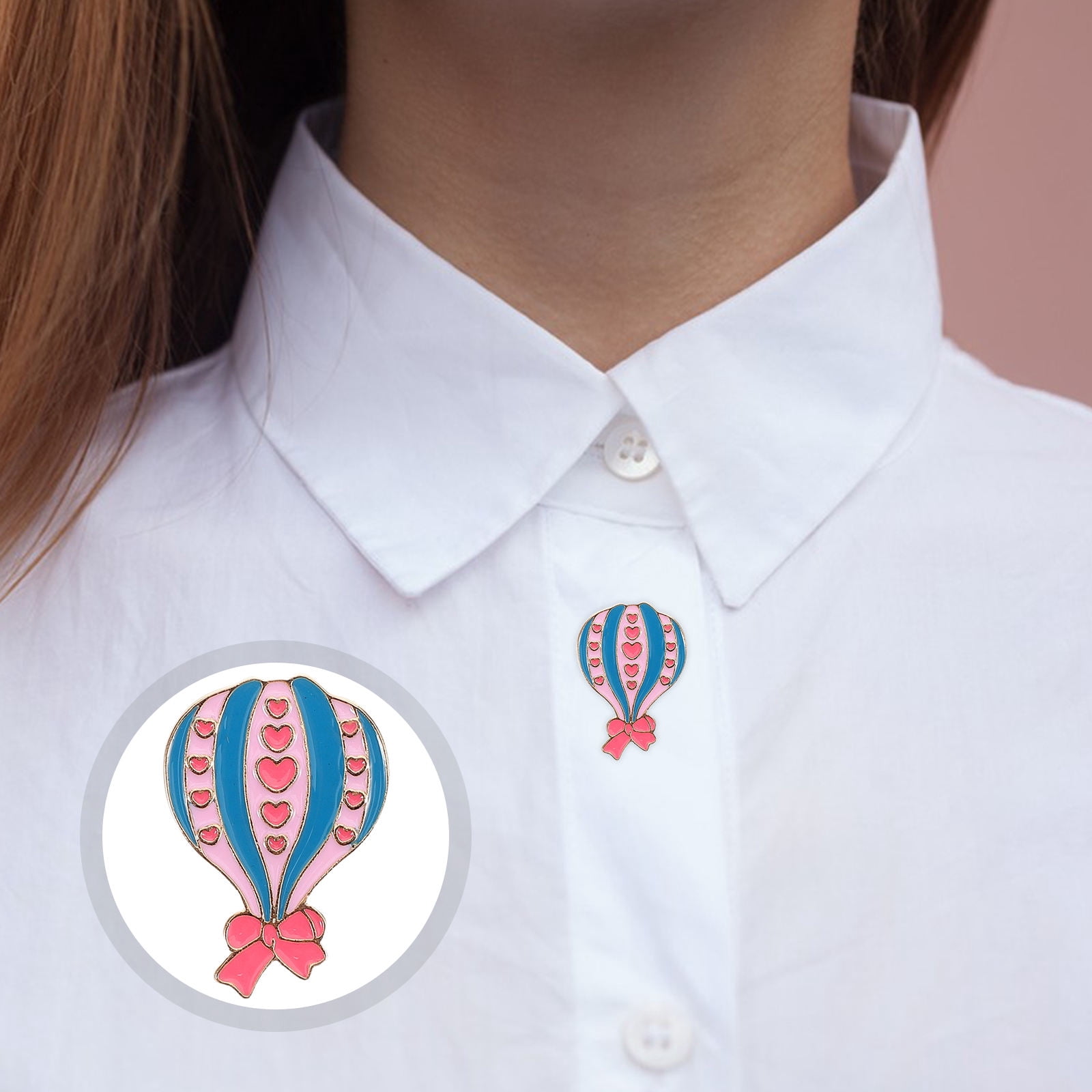 GOOHOCHY Hot Air Balloon Lapel Pin Heart Safety Brooch Metal Lapel Pin ...