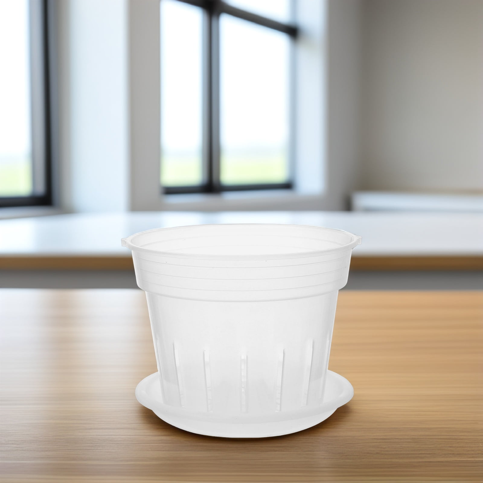 GOOHOCHY Indoor Plant Pots Clear Plastic Flower Pot Coffee Shop Flower ...