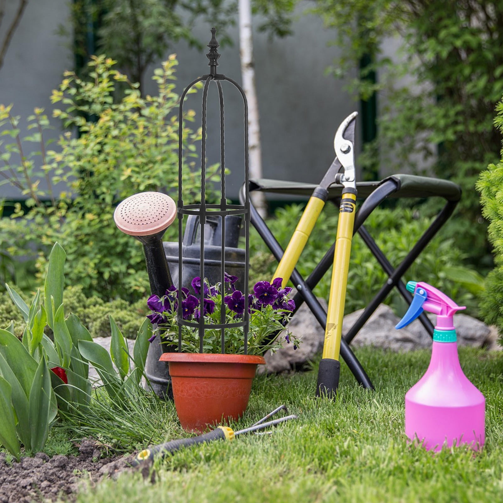 GOOHOCHY Iron Garden Obelisk Trellis for Climbing Roses Vines, Metal ...