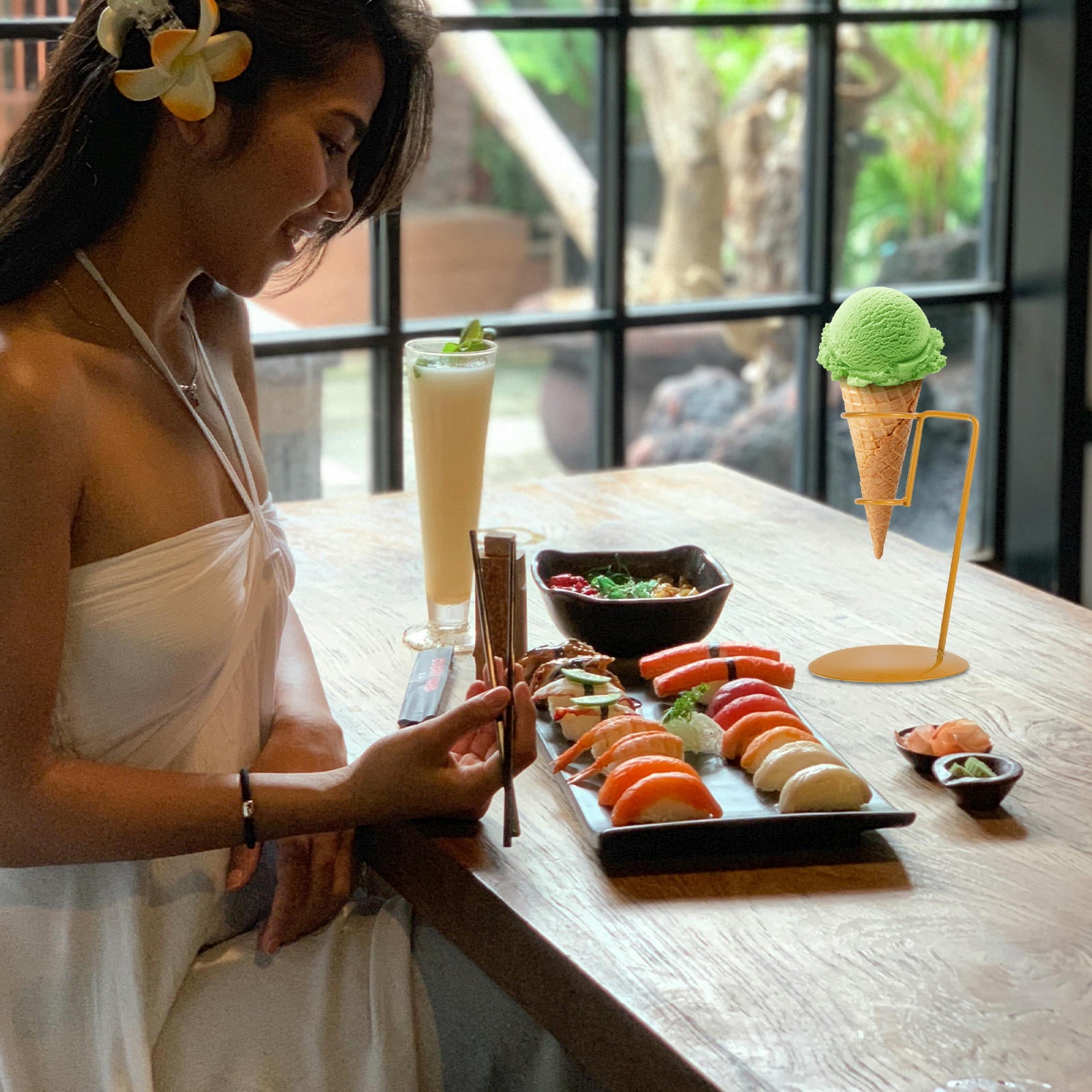 GOOHOCHY Iron Ice Cream Cone Stand Display Rack For Cones Crisp Tubes ...