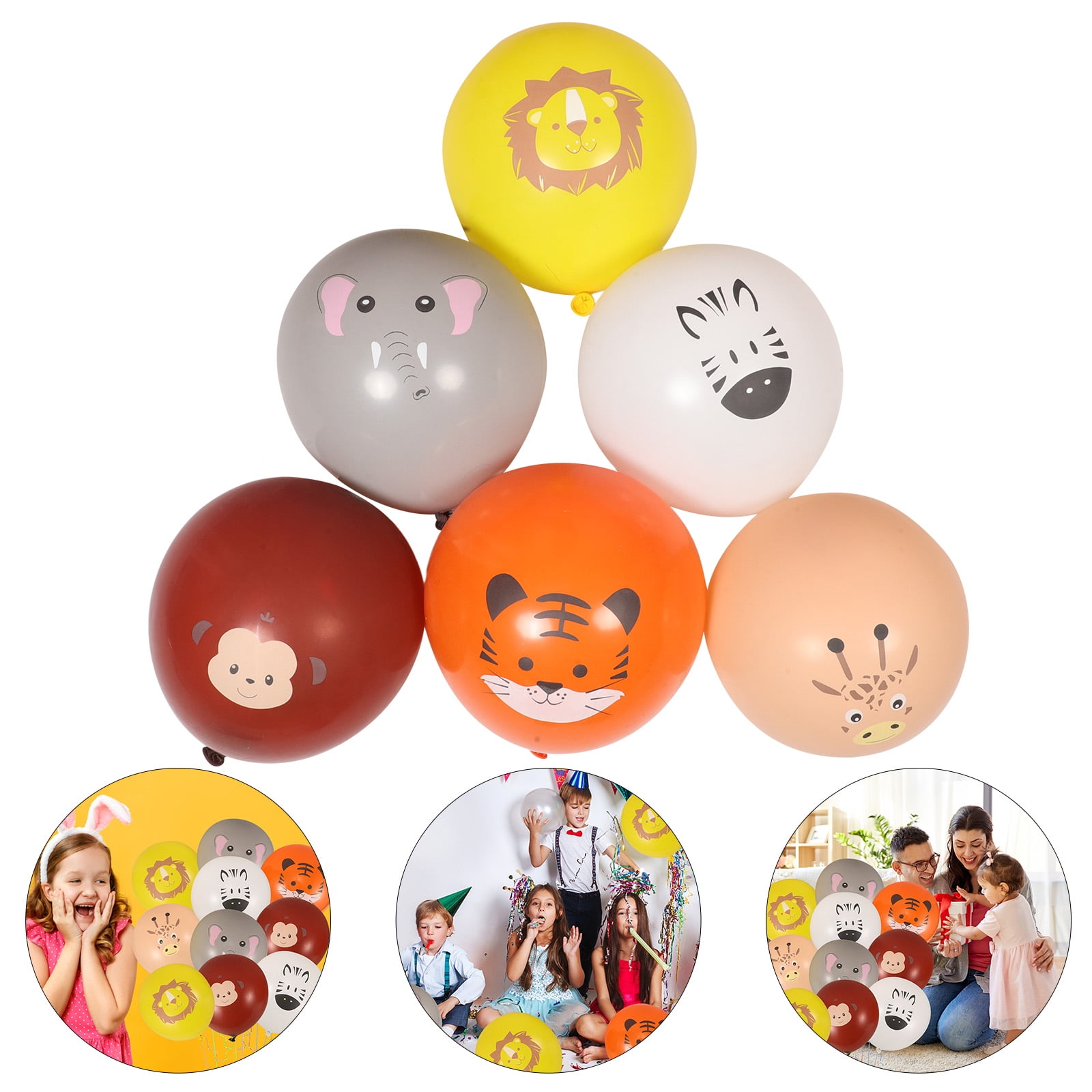 GOOHOCHY Jungle Animal Balloons 12pcs Animal Latex Helium Balloons Zoo ...