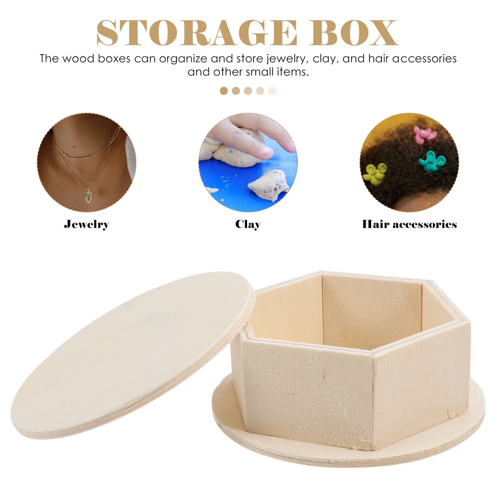 GOOHOCHY Khaki Wooden Boxes for Storage Unfinished Wood Craft Gift ...