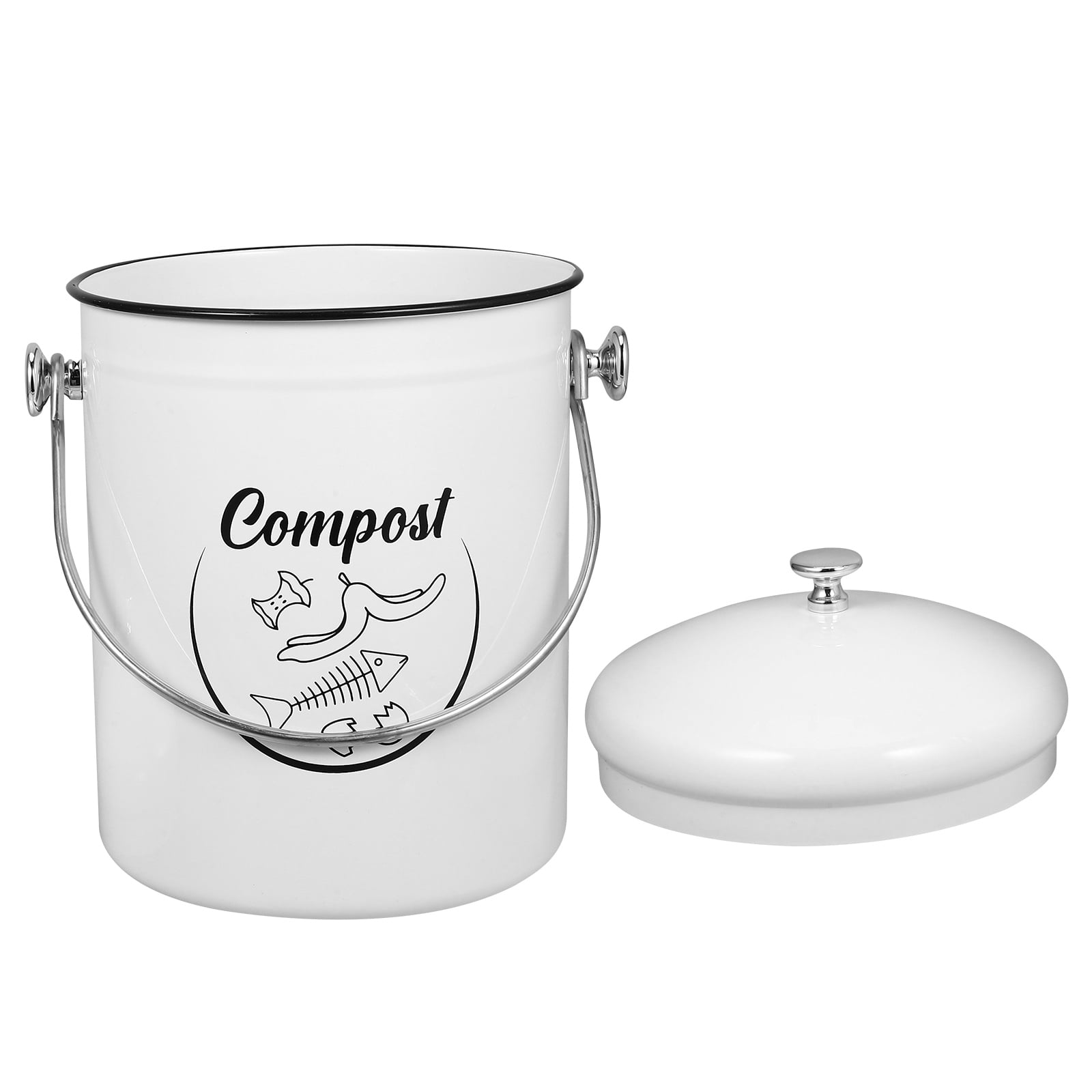 GOOHOCHY Kitchen Trash Can With Lid Home Compost Bin 5L Iron Large ...