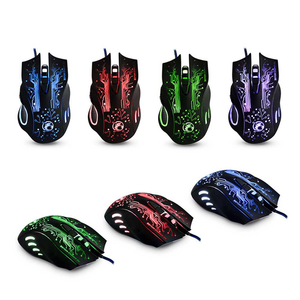 GOOHOCHY LED Optical USB Wired Gaming Mouse 6 Buttons Game Computer ...