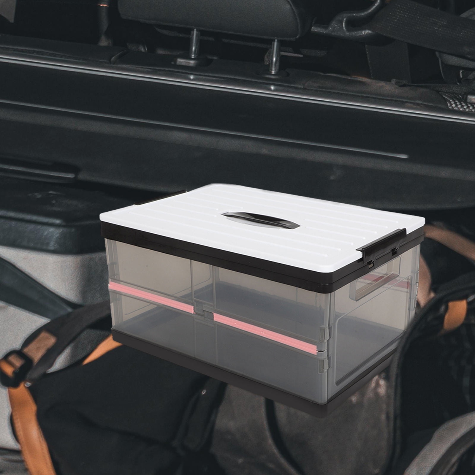 GOOHOCHY Large Capacity Collapsible Car Trunk Organizer With Lid Clear ...