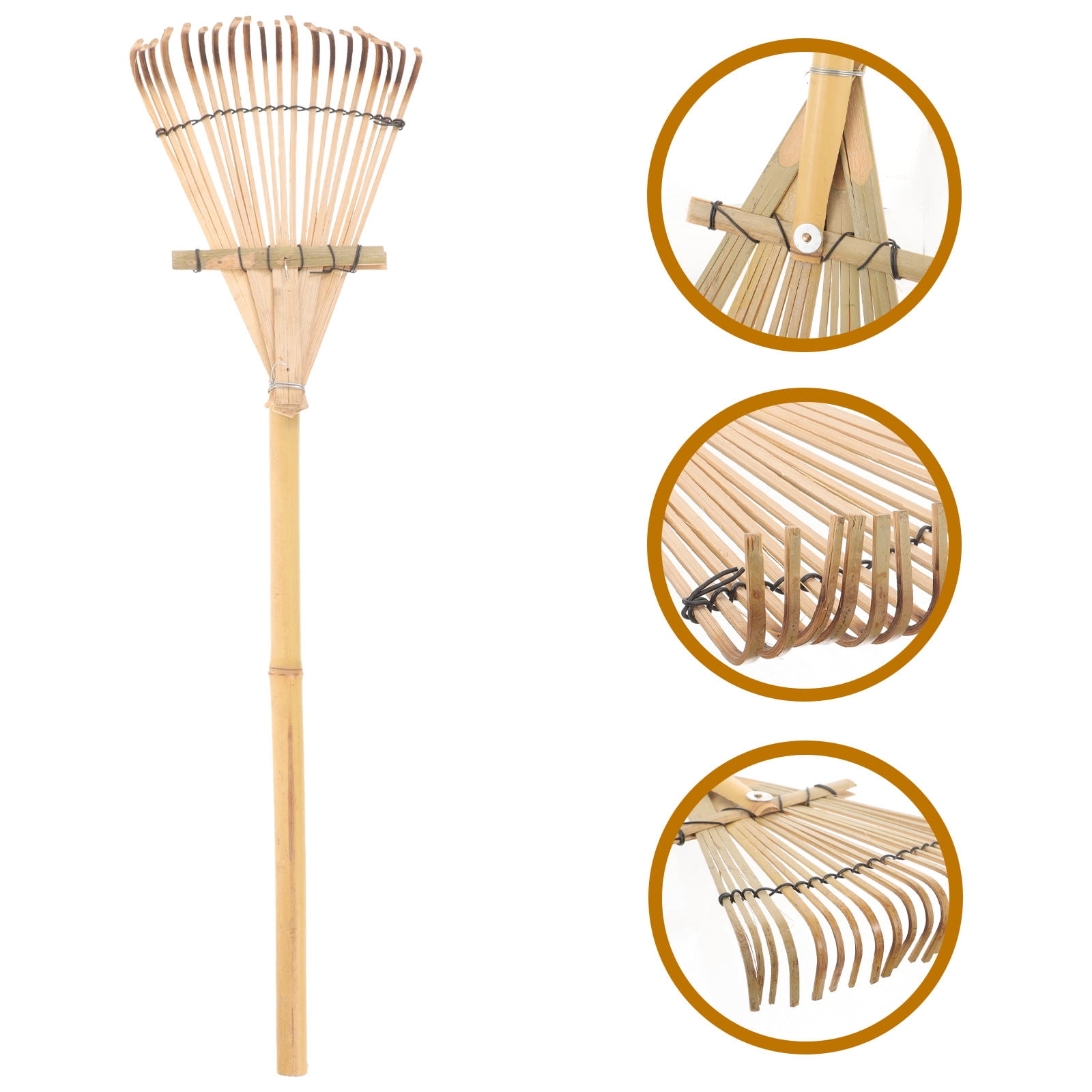 GOOHOCHY Leaf Gardening Bamboo Rake Soil Loosening Tool Child 59.50X17 ...