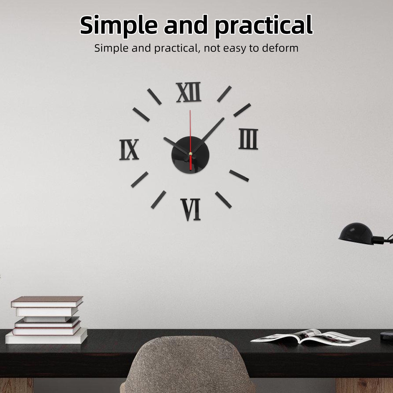 GOOHOCHY Living Clocks Acrylic Wall Clock Adhesive Clock Office 40 ...