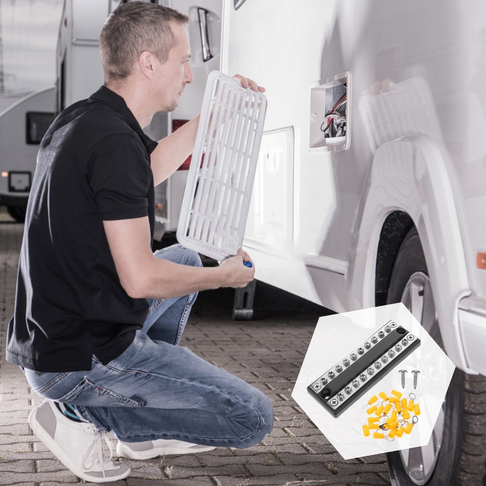 GOOHOCHY Marine And Rv 100a Bus Bar 10-way Dual Row Power Distribution ...