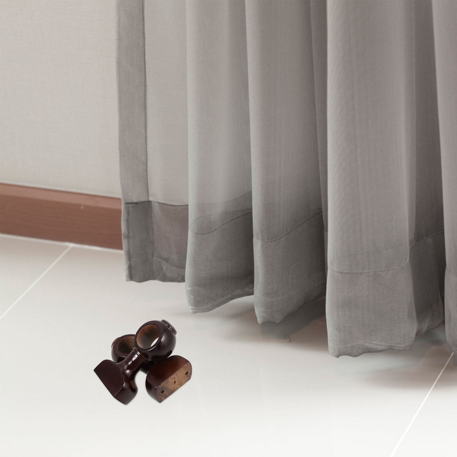 GOOHOCHY Masteelf 2pcs Curtain Rod Wall Bracket Wooden Holder Ceiling ...