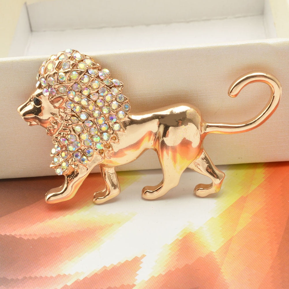 GOOHOCHY Men's Collar Brooch Pin Jewelry Accessory Crystal Animal Lion ...