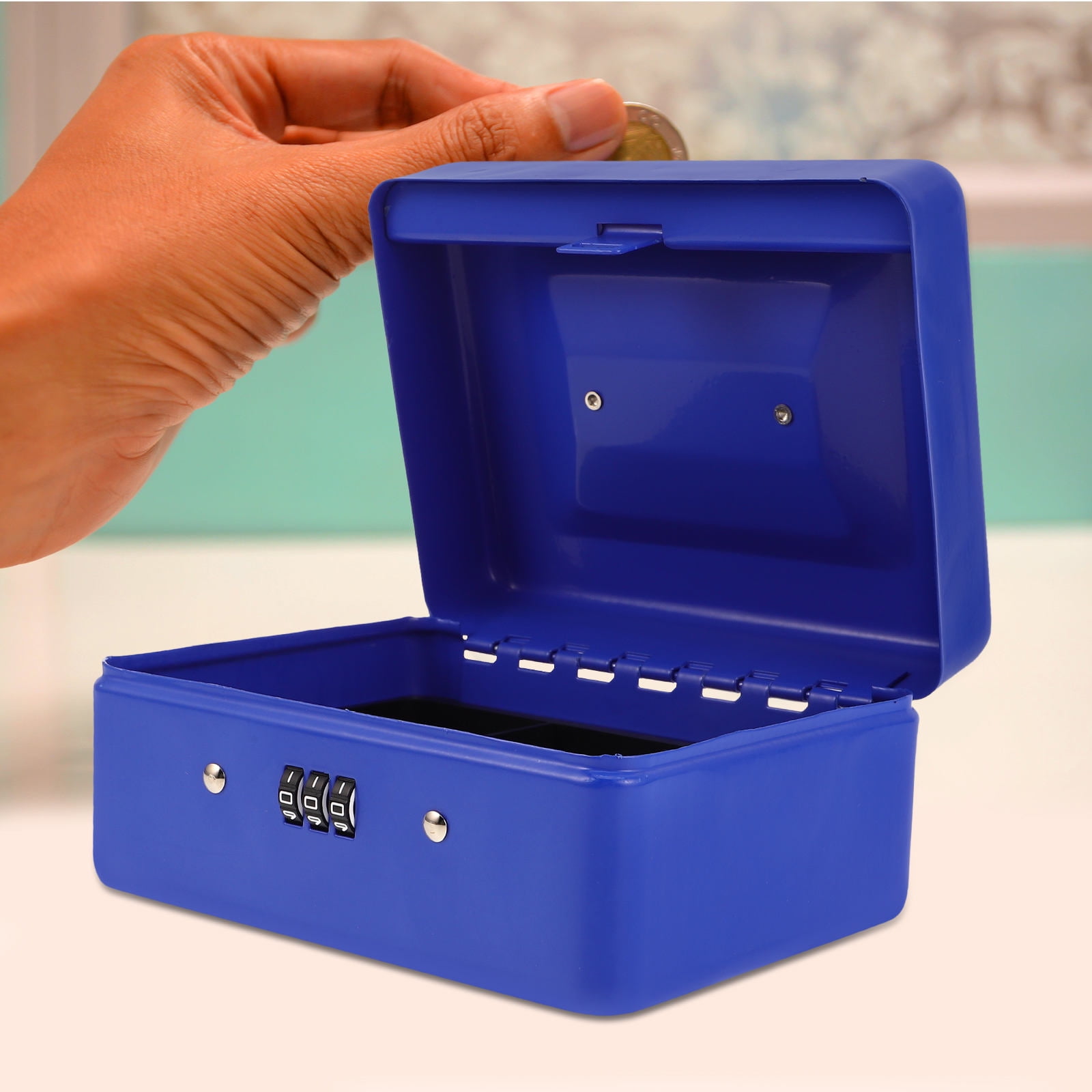 GOOHOCHY Metal Cash Box With Combination Lock Metal Small Money ...