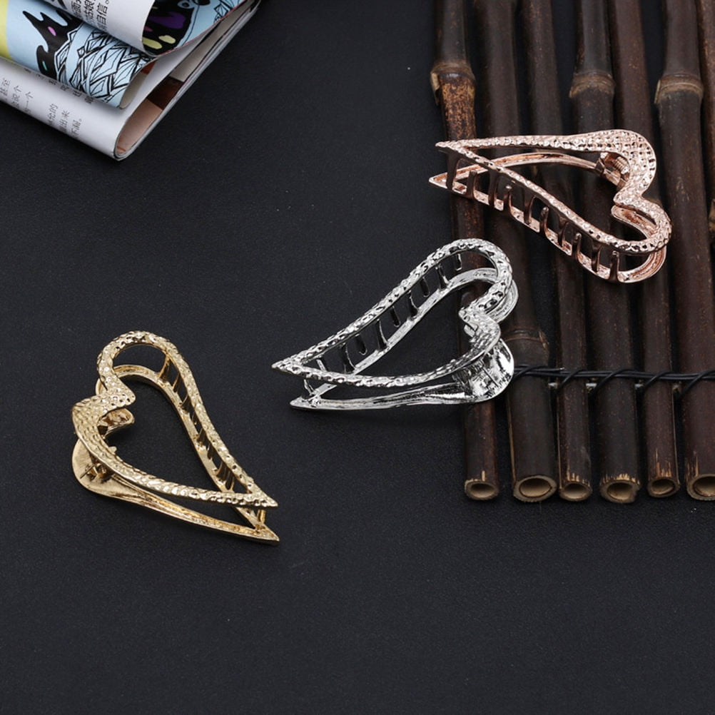 GOOHOCHY Metal Hollow Heart-Shaped Hair Claw Jaw Clips Clamps for Girl ...