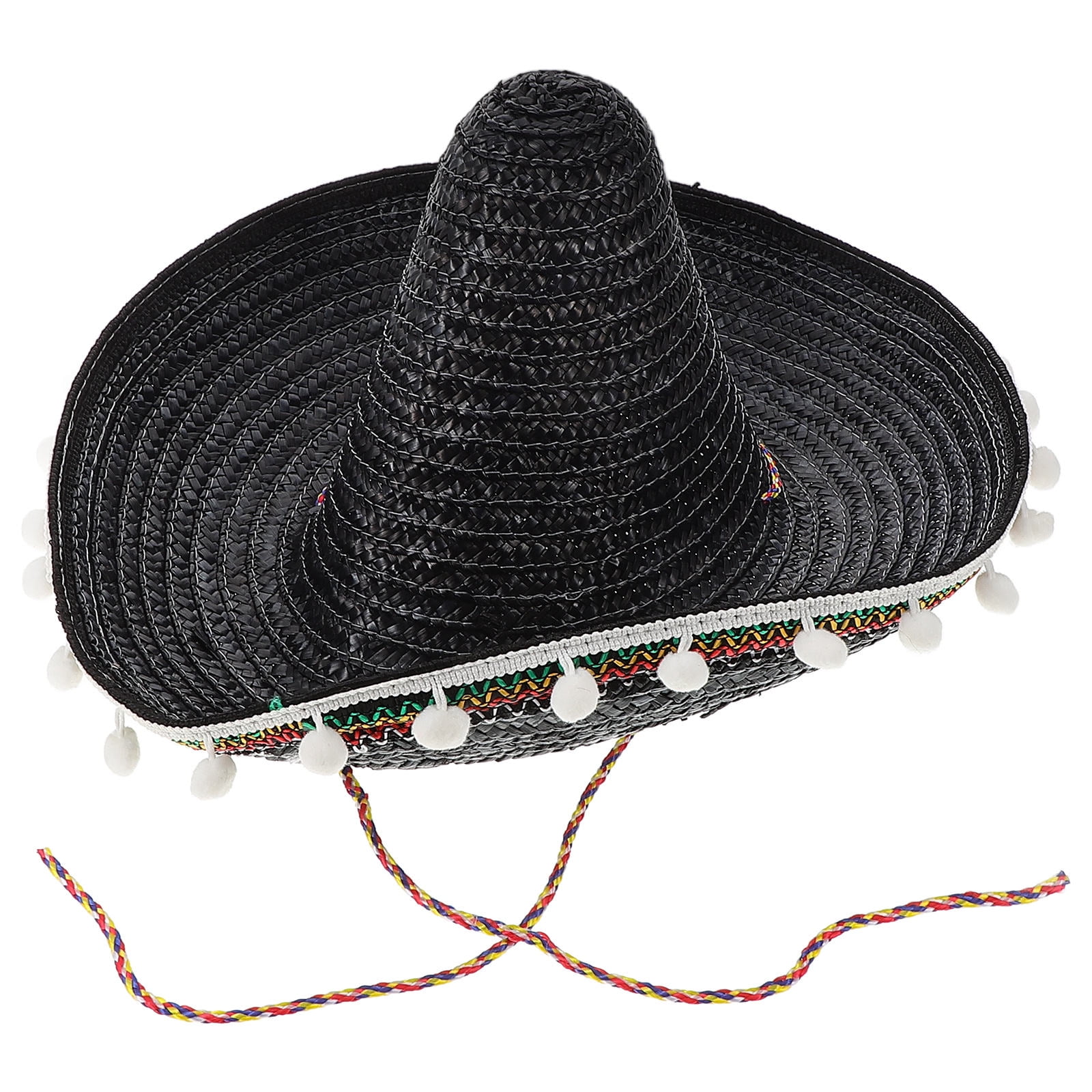 GOOHOCHY Mexican Sombrero Hat with Serape Trim Pom Pom Hawaiian ...