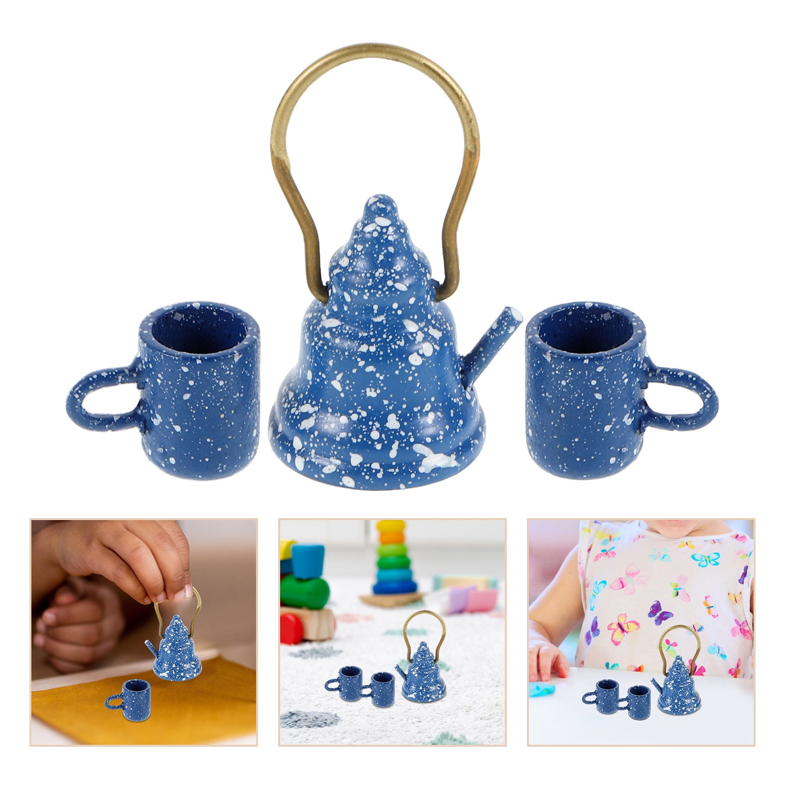 GOOHOCHY Miniature Tea Set with Tiny Teapot and Cups for Dollhouse Play ...