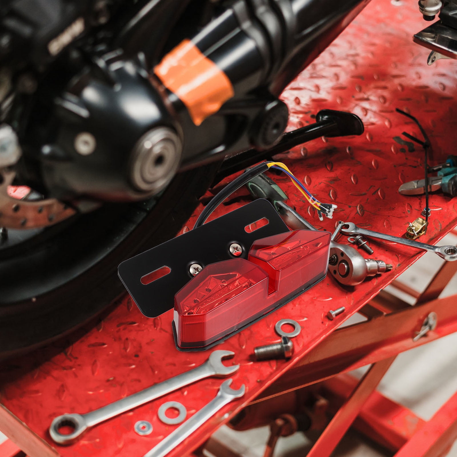 GOOHOCHY Motorcycle Tail Light Brake Turn Signal Light Motorcycle Brake ...