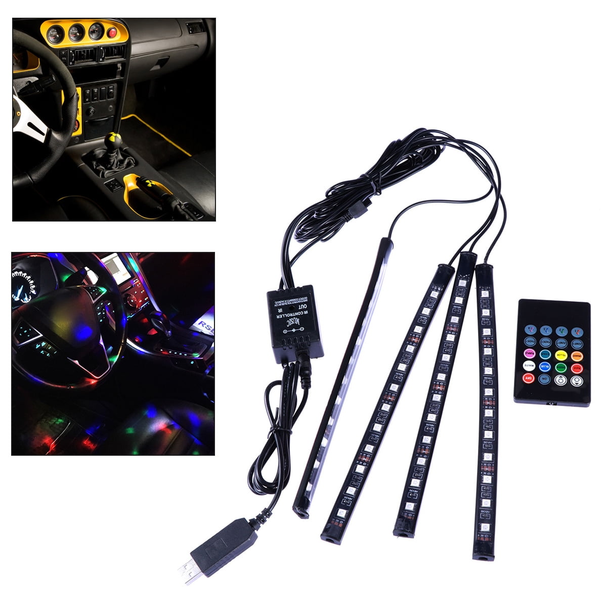 GOOHOCHY Multi Color Car Interior Atmosphere Neon Lights Lamps Strip 12 ...