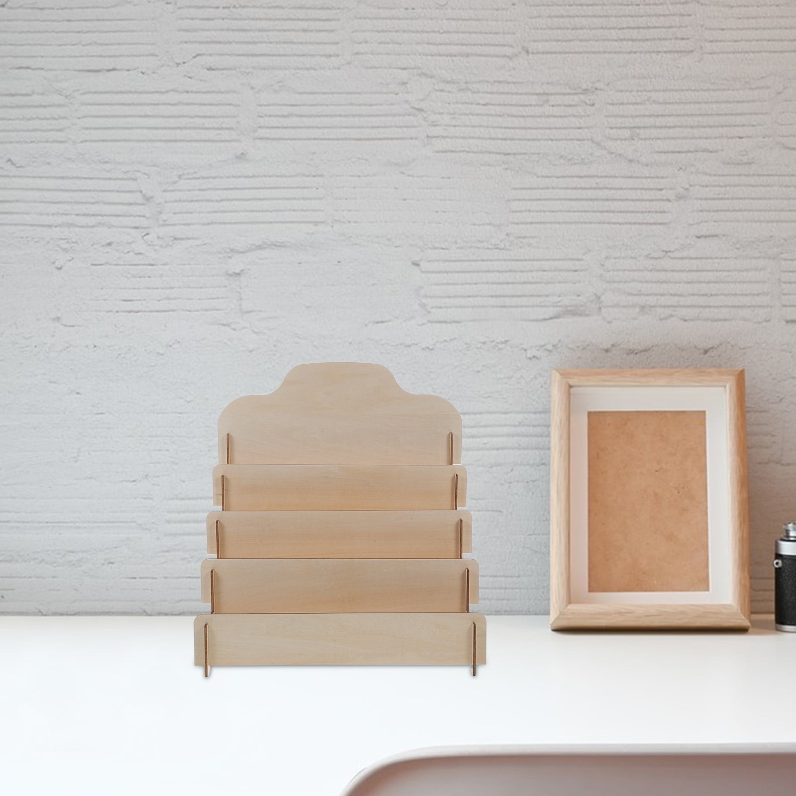 GOOHOCHY Multi-Functional Wooden Card Display Rack Tiered Organizer For ...