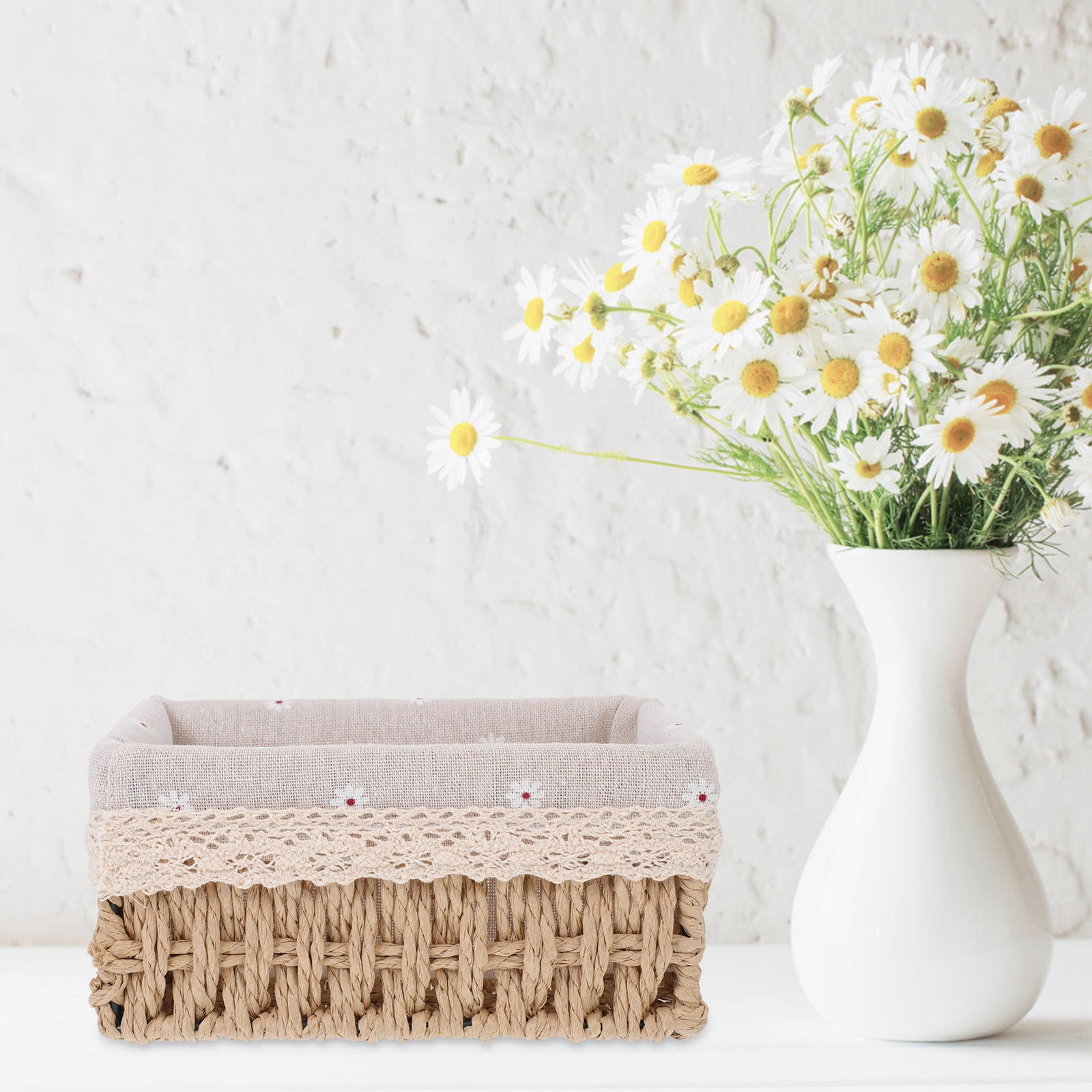 GOOHOCHY Multifunction Decorative Storage Baskets with Rattan and Cloth ...