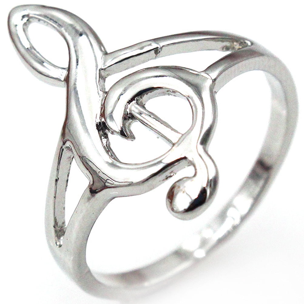 GOOHOCHY Music Note Shape Ring for Women in Silver Alloy with Exquisite ...