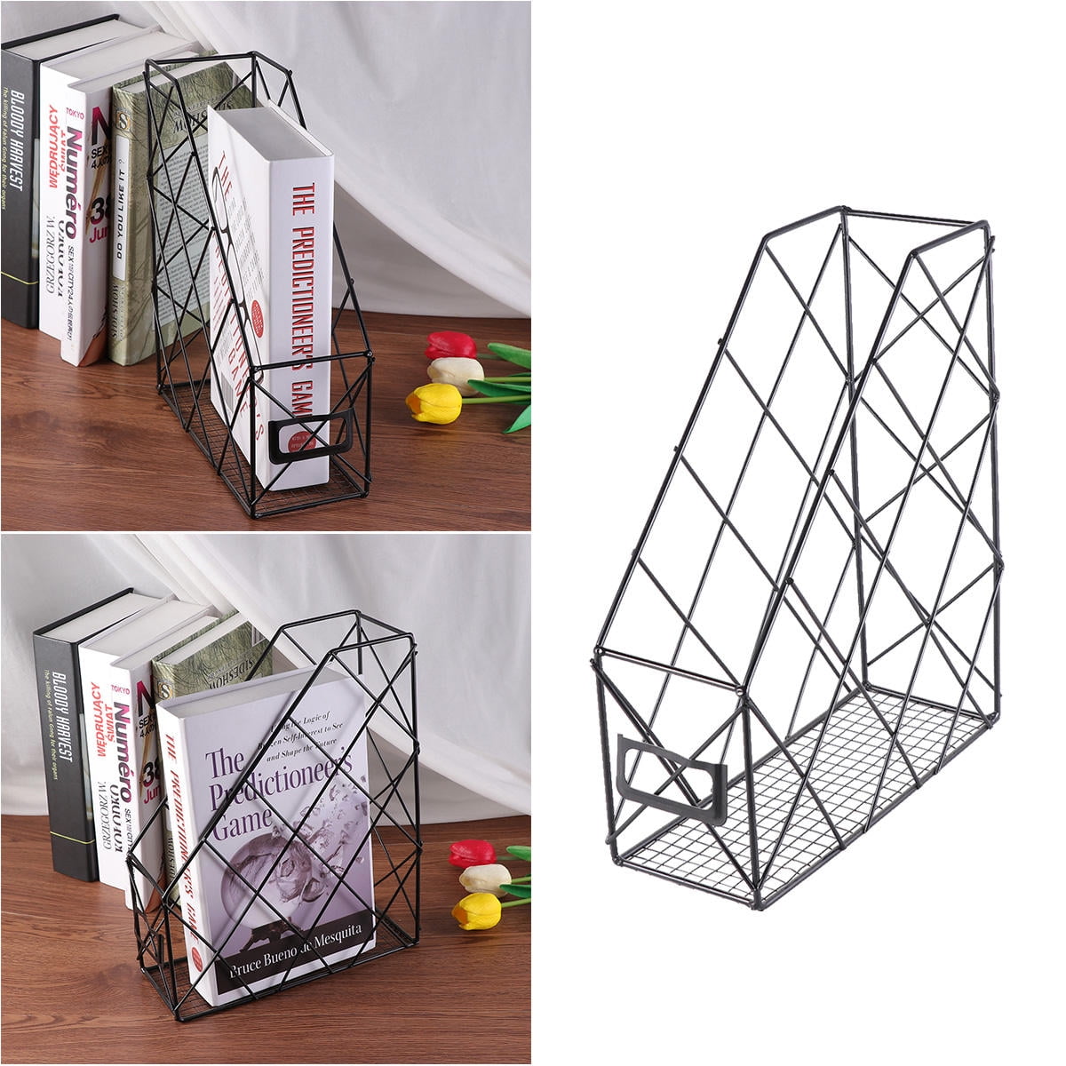 GOOHOCHY Nordic Style Office Desk Document Storage Rack for Books and ...