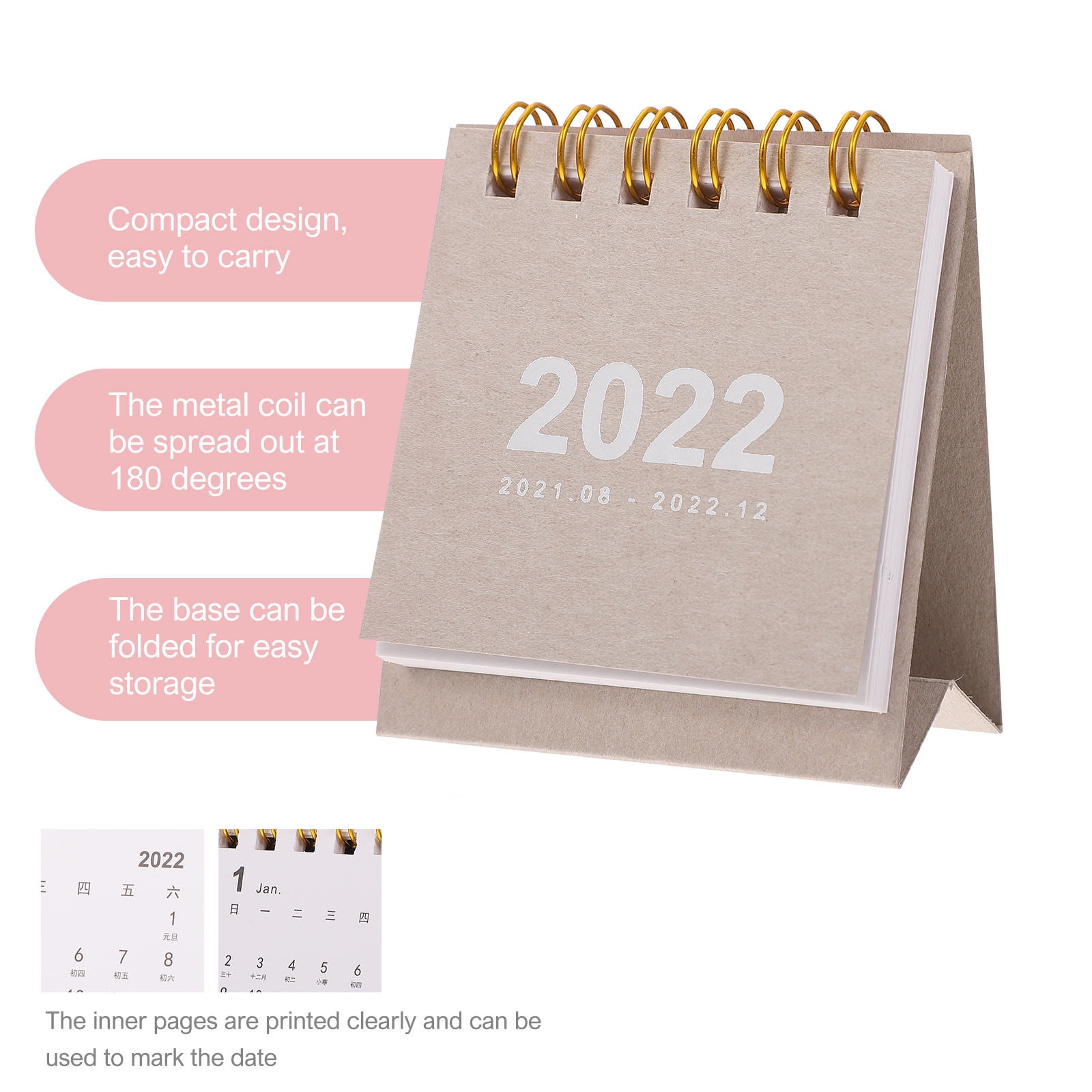 GOOHOCHY Office School Mini Calendar 2021- 2022 Desk Memo Tabletop ...