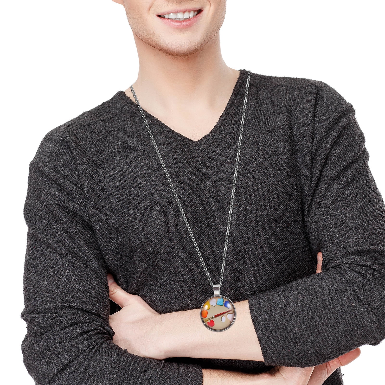 GOOHOCHY Paint Tray Necklace Artist Paint Palette Brush Pendant Necklace Decorative Necklaces ...