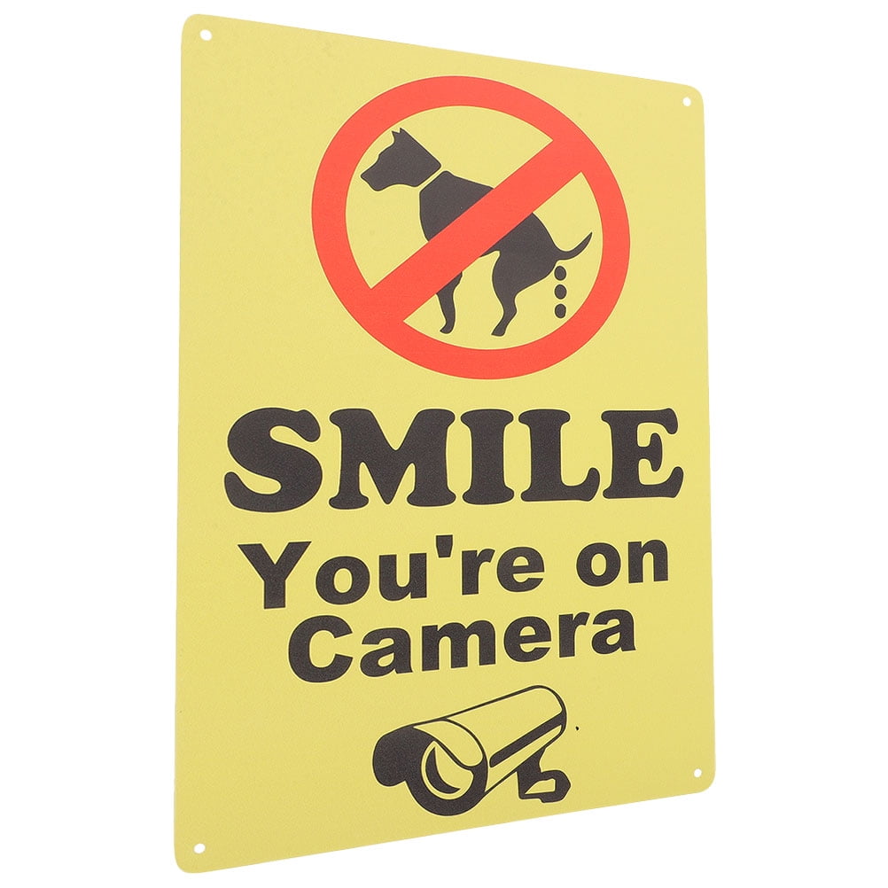 GOOHOCHY Peeing Warning Sign Smile You're on Camera No Dog Poop Yellow ...