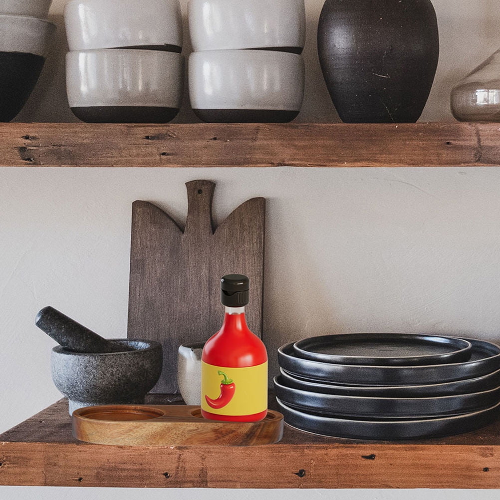 GOOHOCHY Pepper Burnisher Tray Salt Pepper Wooden Tray Sauce Bottle ...