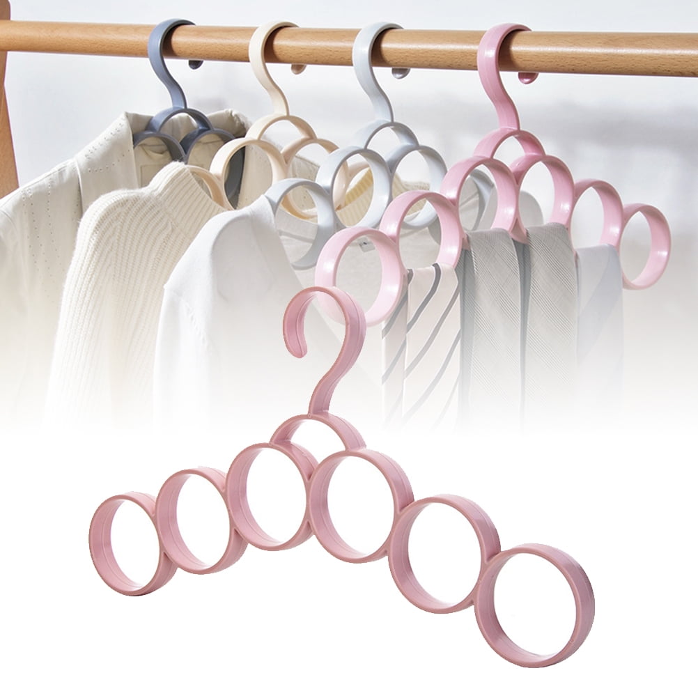 GOOHOCHY Pink Plastic Scarf Tie Hanger with 6 Loops for Closet ...