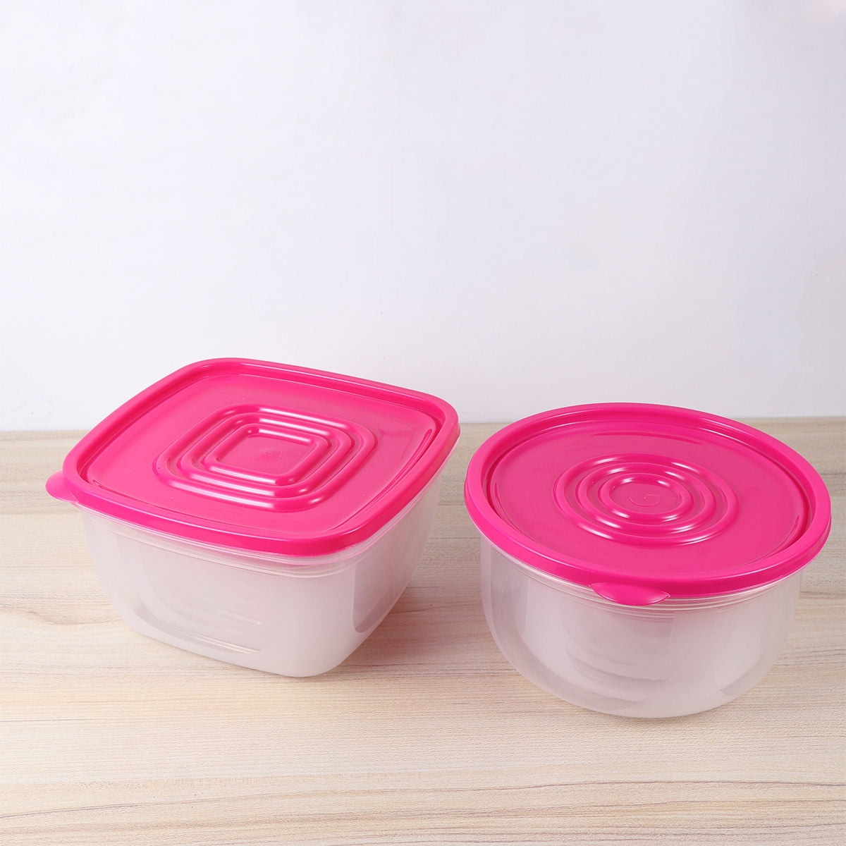 GOOHOCHY Plastic Food Containers Set Leak for Kitchen Storage in Rosy ...