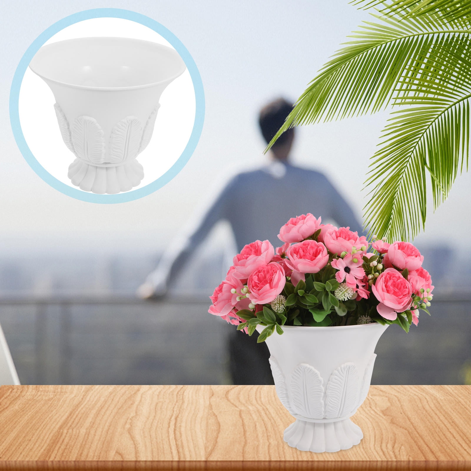 GOOHOCHY Plastic Urn Planter Classic Flower Pots Front Porch Planters ...