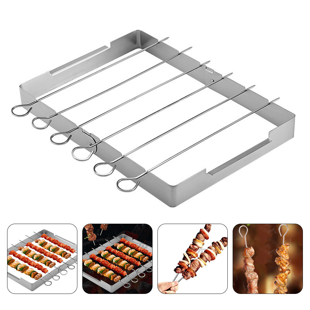 GOOHOCHY Portable Grill Grate Grates Kebab Rack Charcoal Grills Silver ...