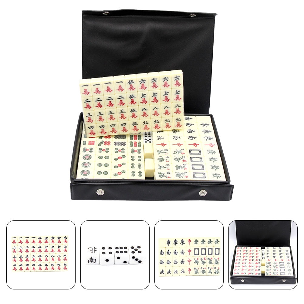 GOOHOCHY Portable Mahjong Traditional Mahjong Set Chinese Mahjong Game ...