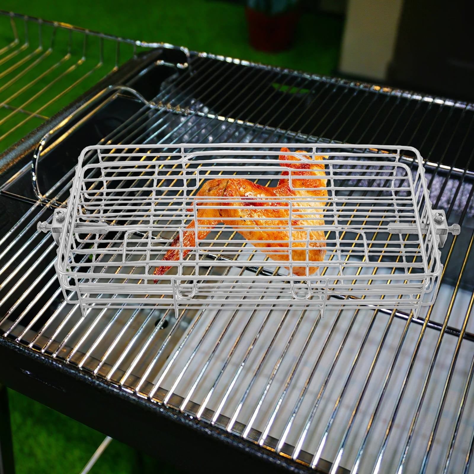 GOOHOCHY Portable Rotating Grill Rack for Fish Chicken Wings Lamb BBQ ...