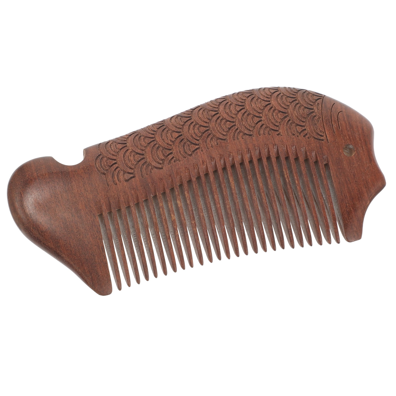 GOOHOCHY Portable Wooden Hair Comb with Fine Teeth, Fish-Shaped Design ...