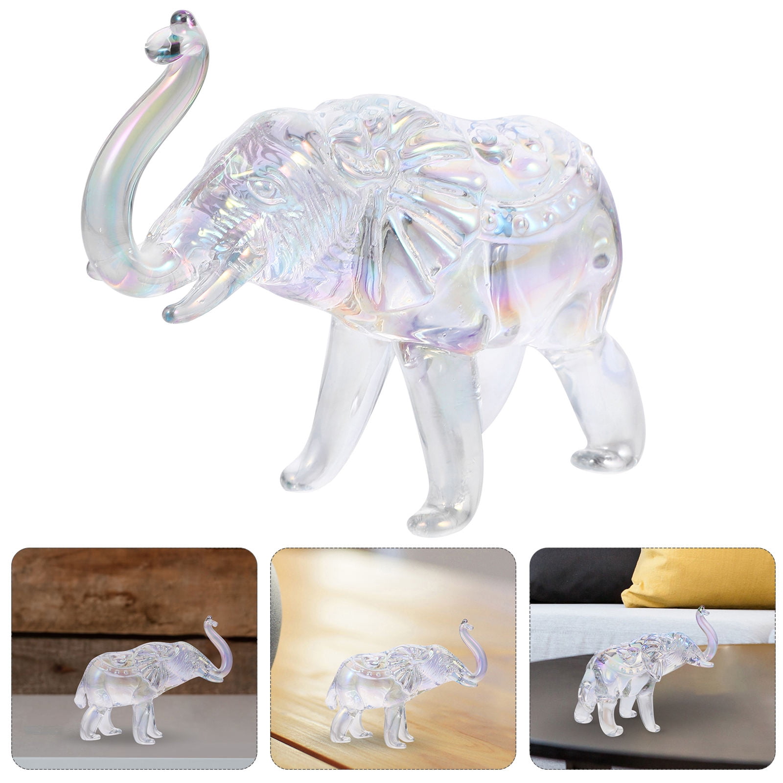 GOOHOCHY Quartz Crafts Decor Desktop Elephant Statues Cute Figurines ...