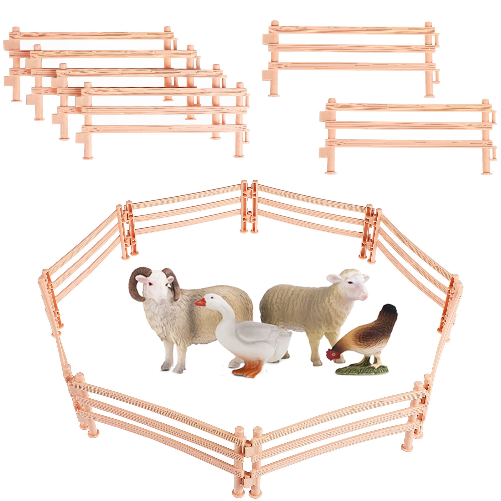 GOOHOCHY Realistic Toy Fence Set with Buckles for Building Play Farms ...