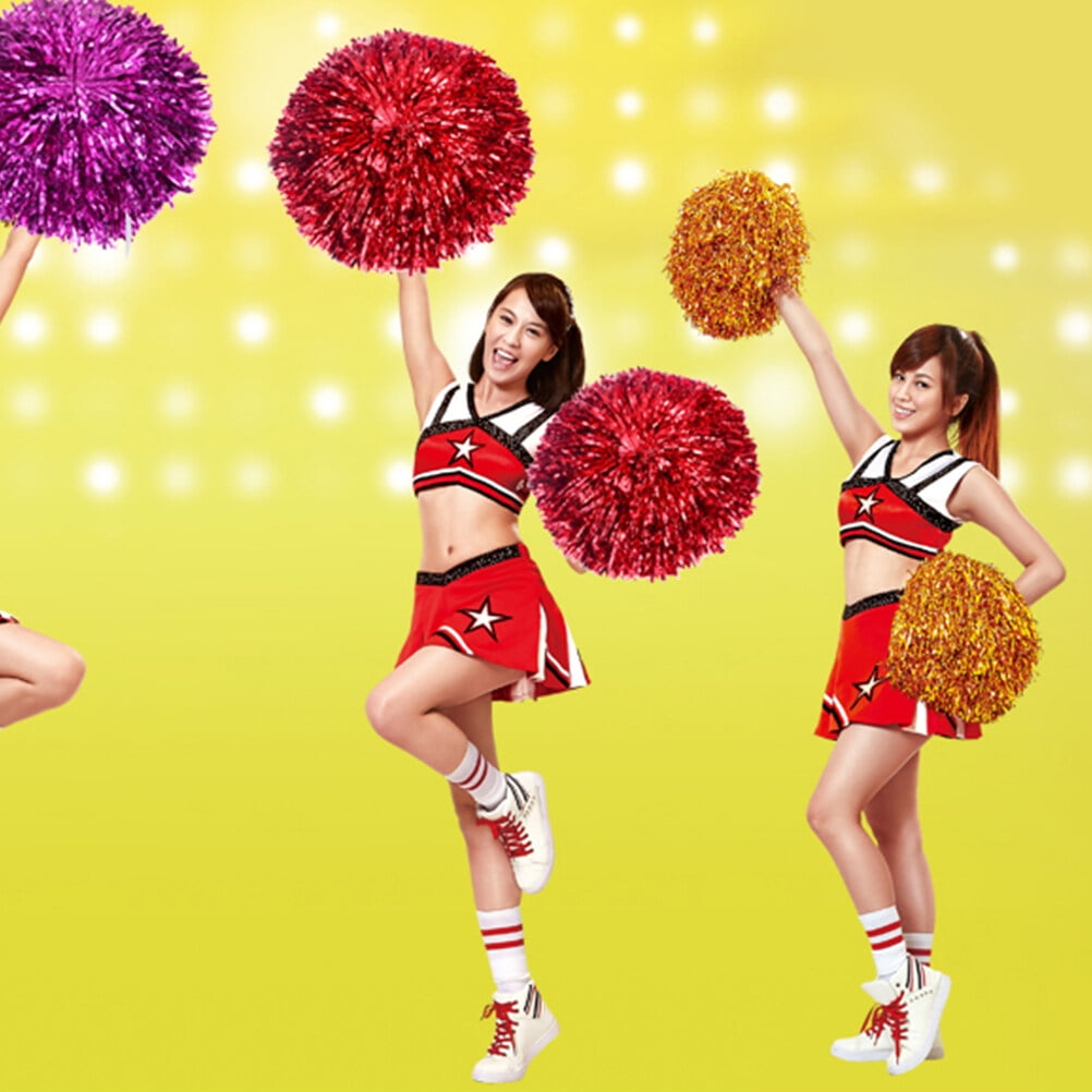 GOOHOCHY Red Plastic Cheer Poms with Handle for Sport Cheering ...