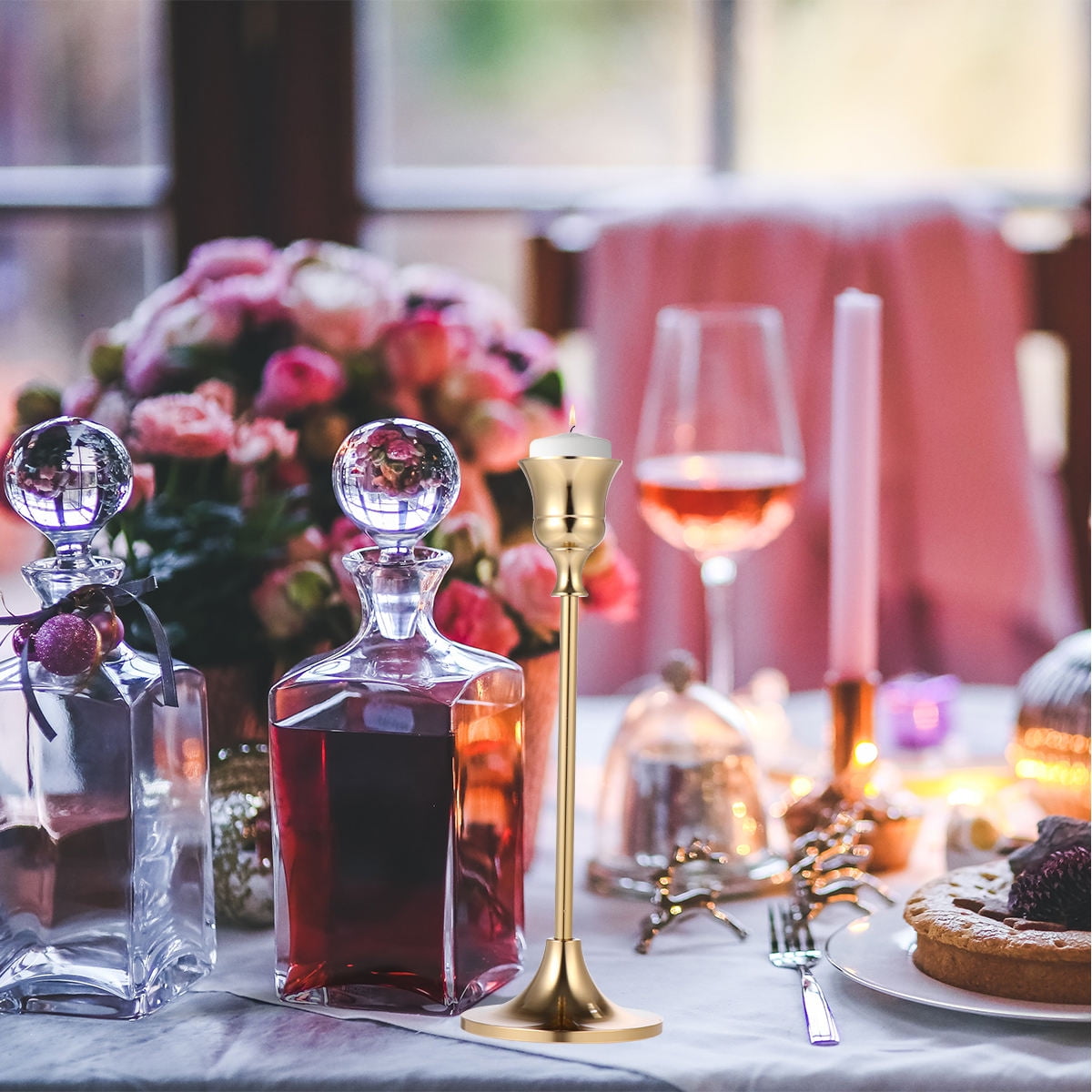 GOOHOCHY Retro Iron Candleholder Vintage Candlestick Adornment ...