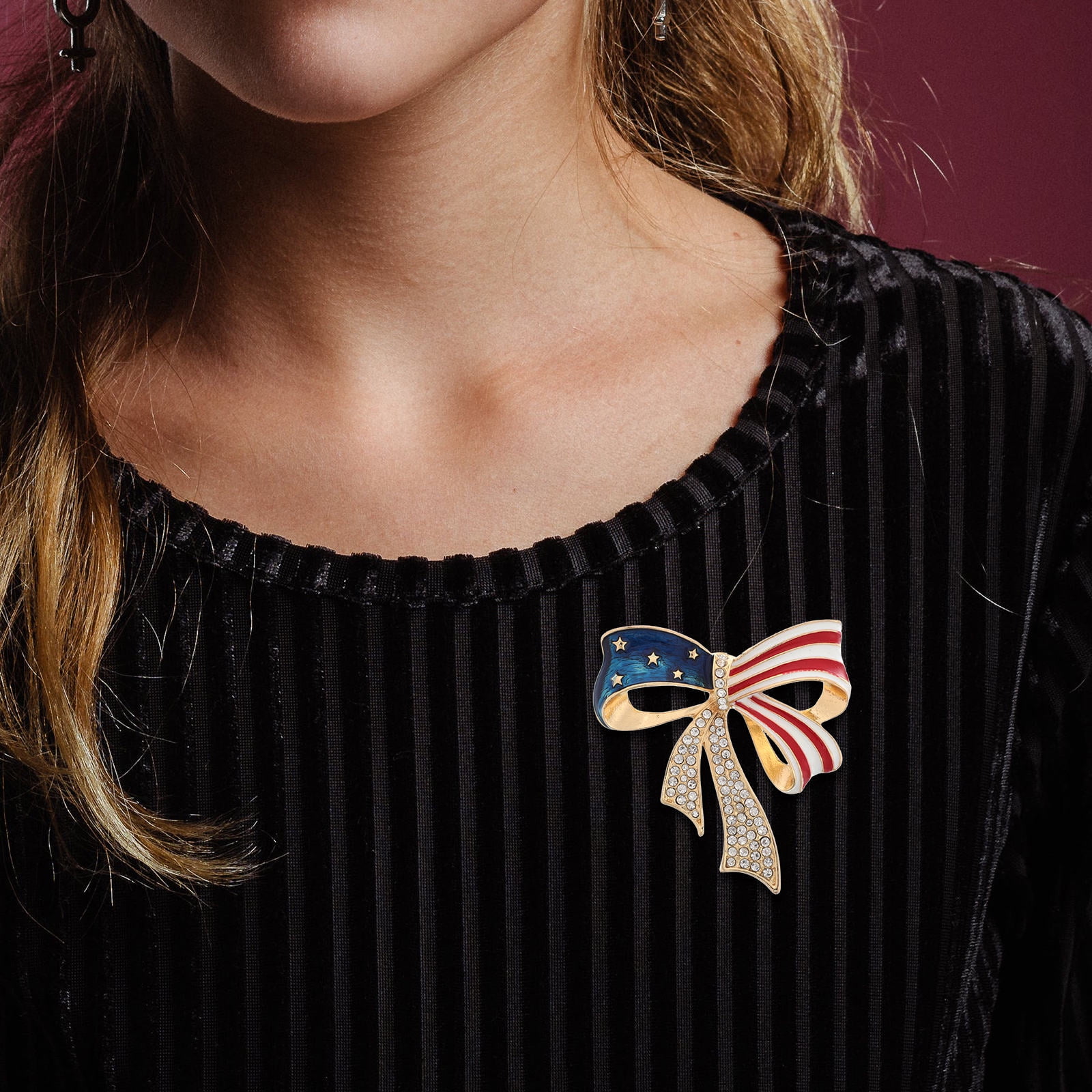 GOOHOCHY Rhinestone Usa Flag Brooch Pin For Men Women Metal Crystal 4th ...