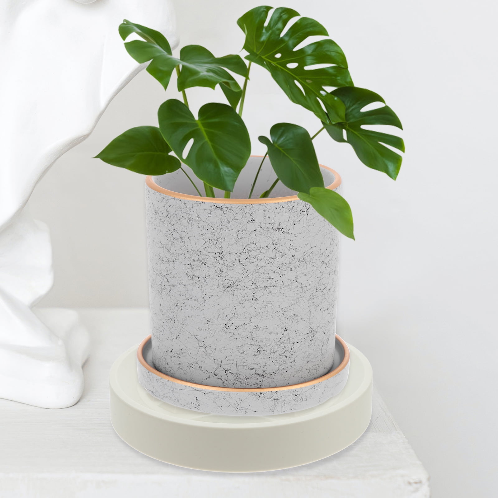 Mobutofu Hidden Wheels Design Plant White PP 1Pcs 9.84X8.27X1.38in ...