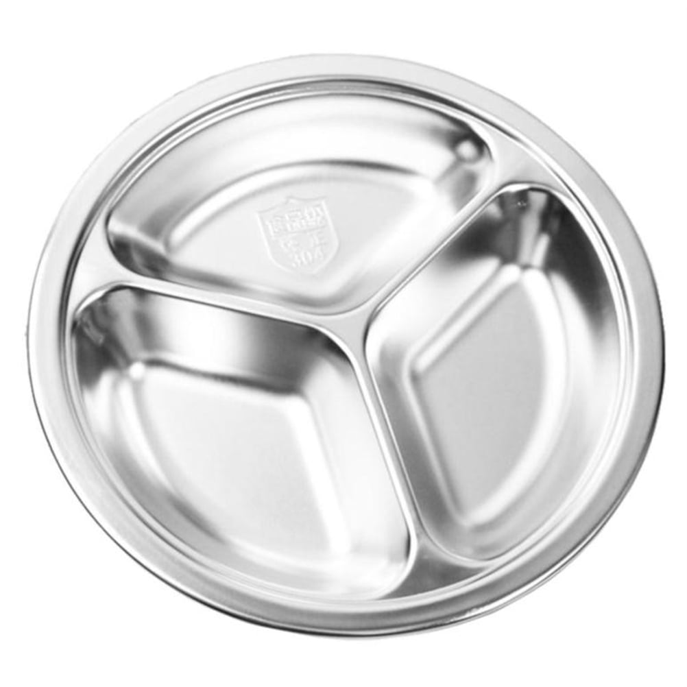 GOOHOCHY Round Divided Plate Made of 304 Stainless Steel with Three ...
