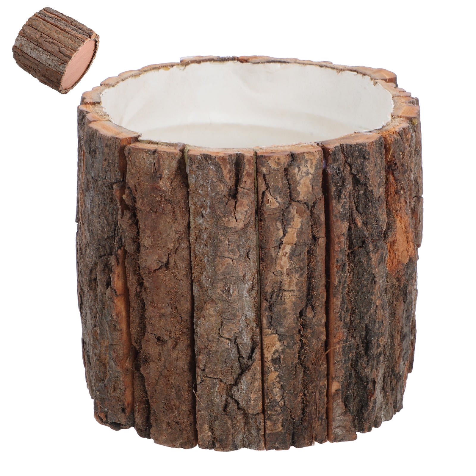 GOOHOCHY Rustic Wood Bark Flower Pot And Tree Stump Plant Stand Wooden ...