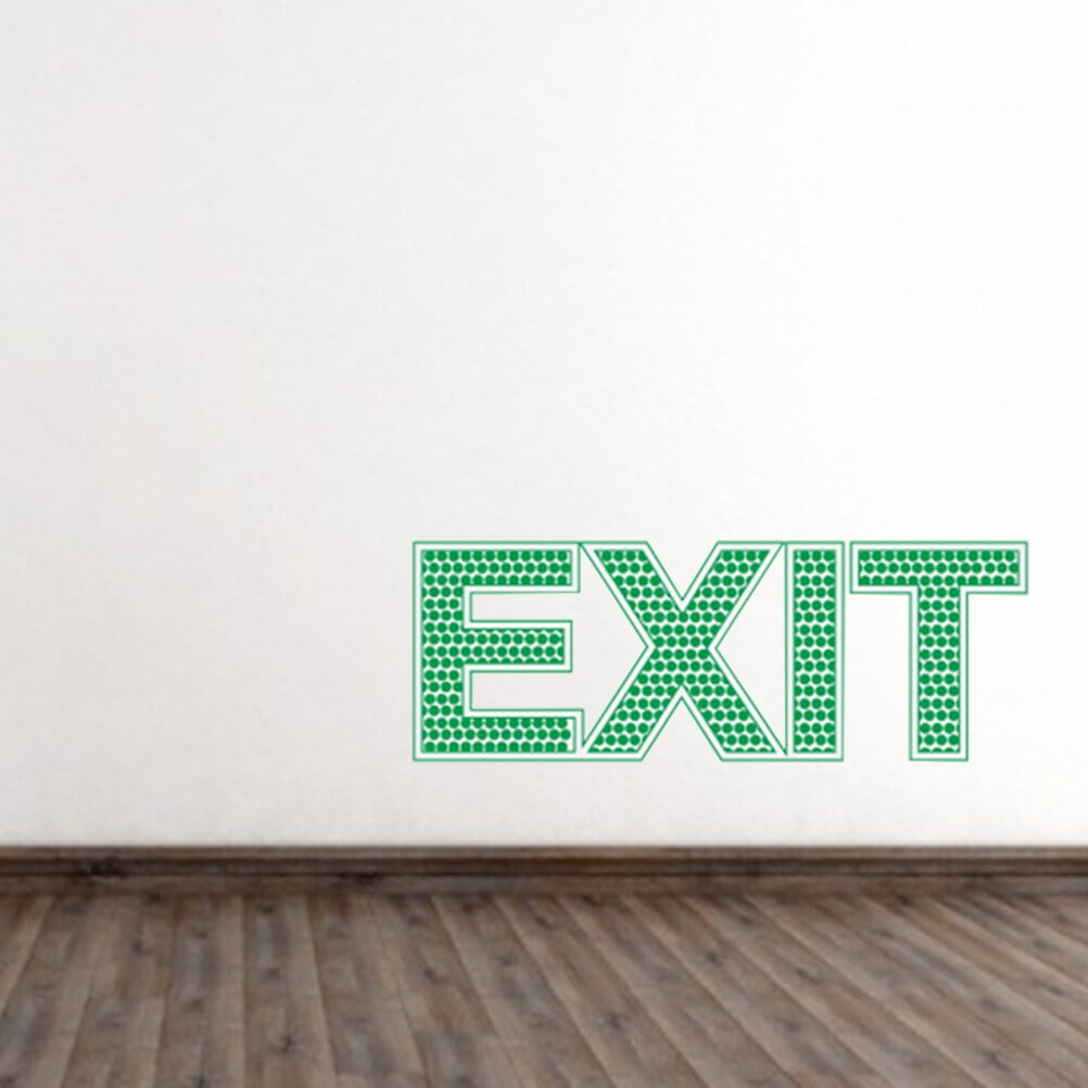 GOOHOCHY Safety Exit Sign Wall Sticker Emergency Please Stickers Green ...